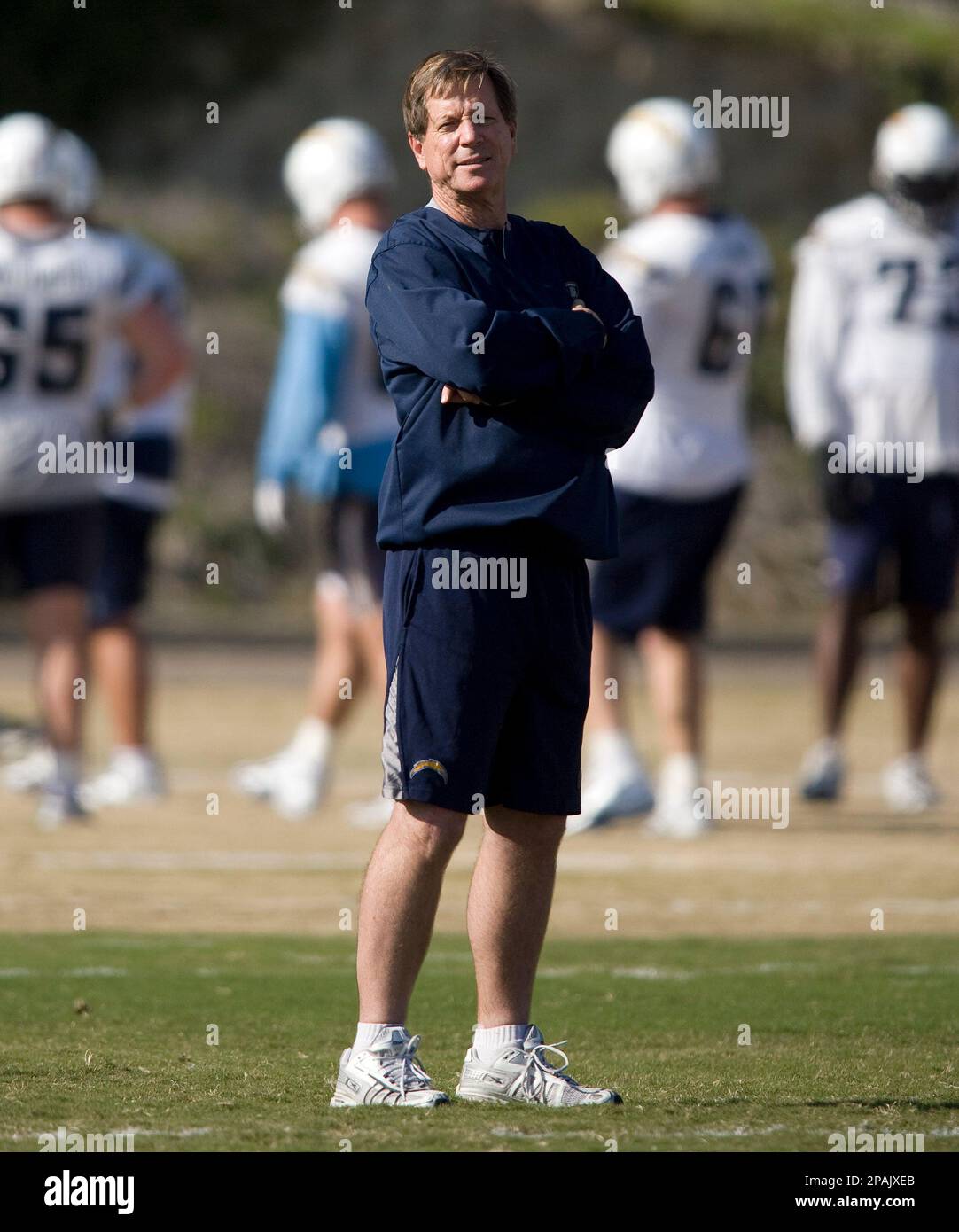 San Diego Chargers coach Norv Turner looks on during football practice ...