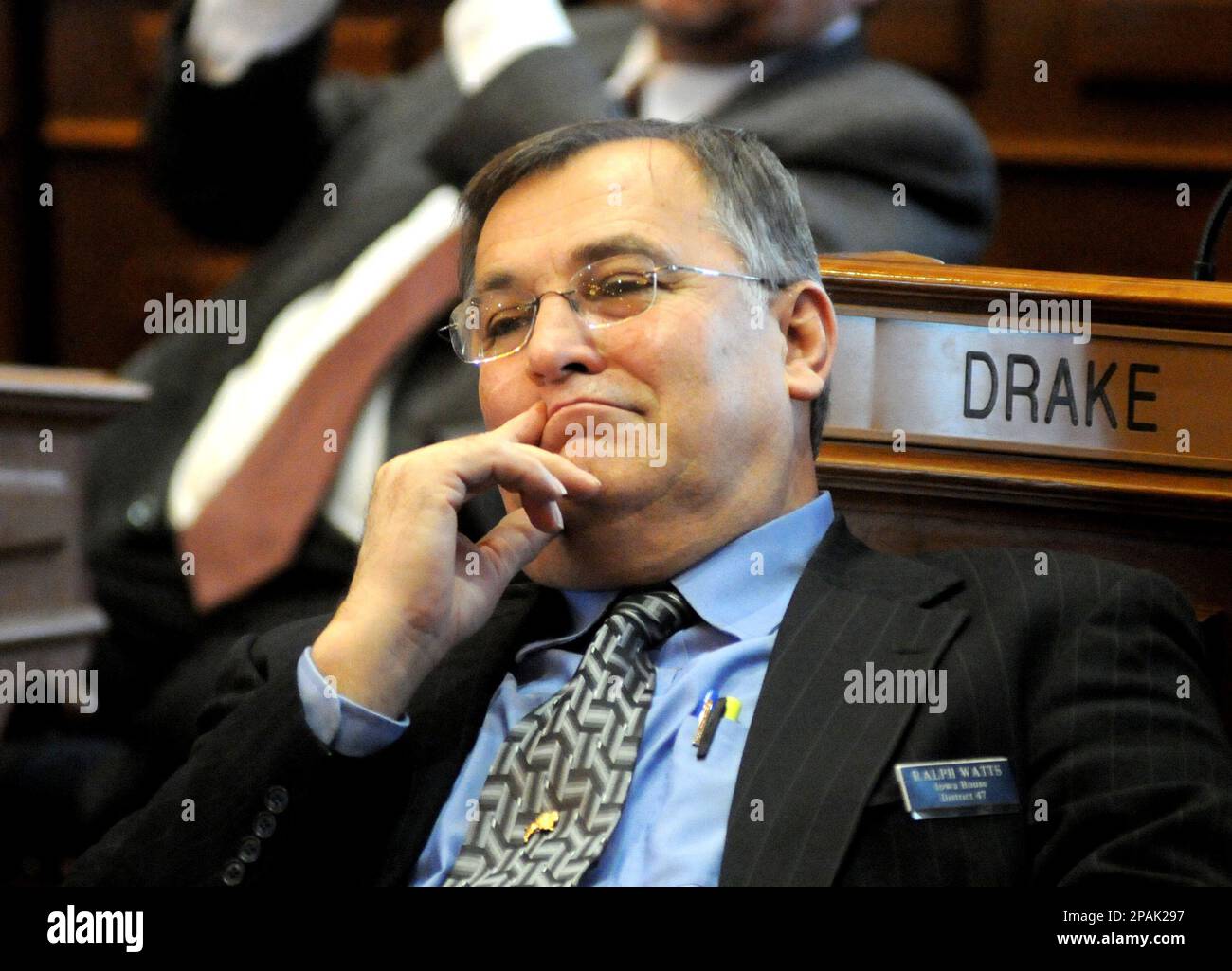 State Rep. Ralph Watts, R-Adel, listens to Iowa Gov. Chet Culver ...