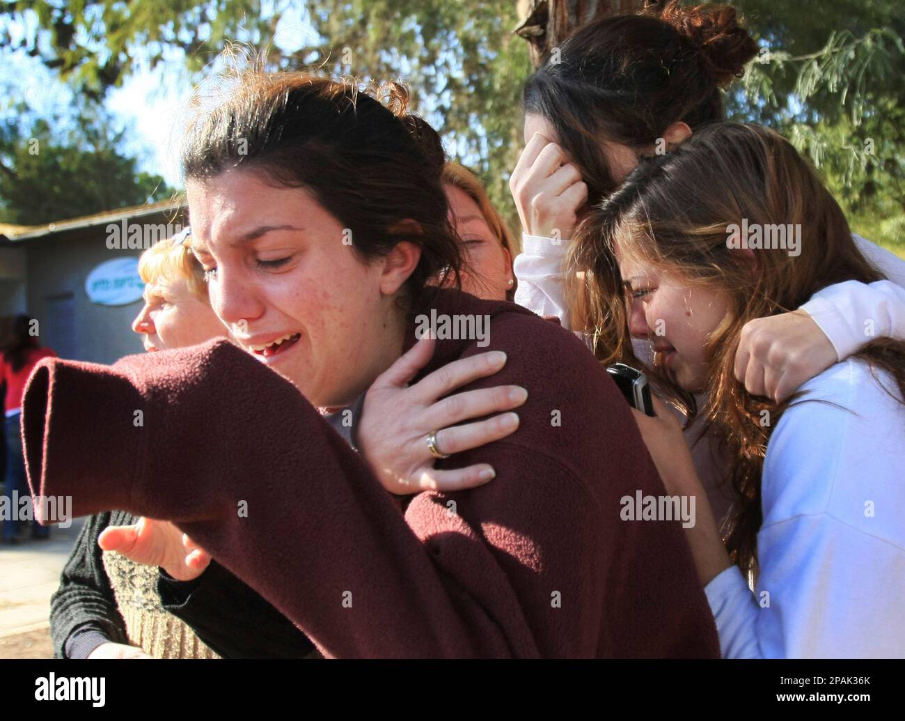 Residents of the Ein Hashlosha kibbutz, near the Israeli-Gaza border ...