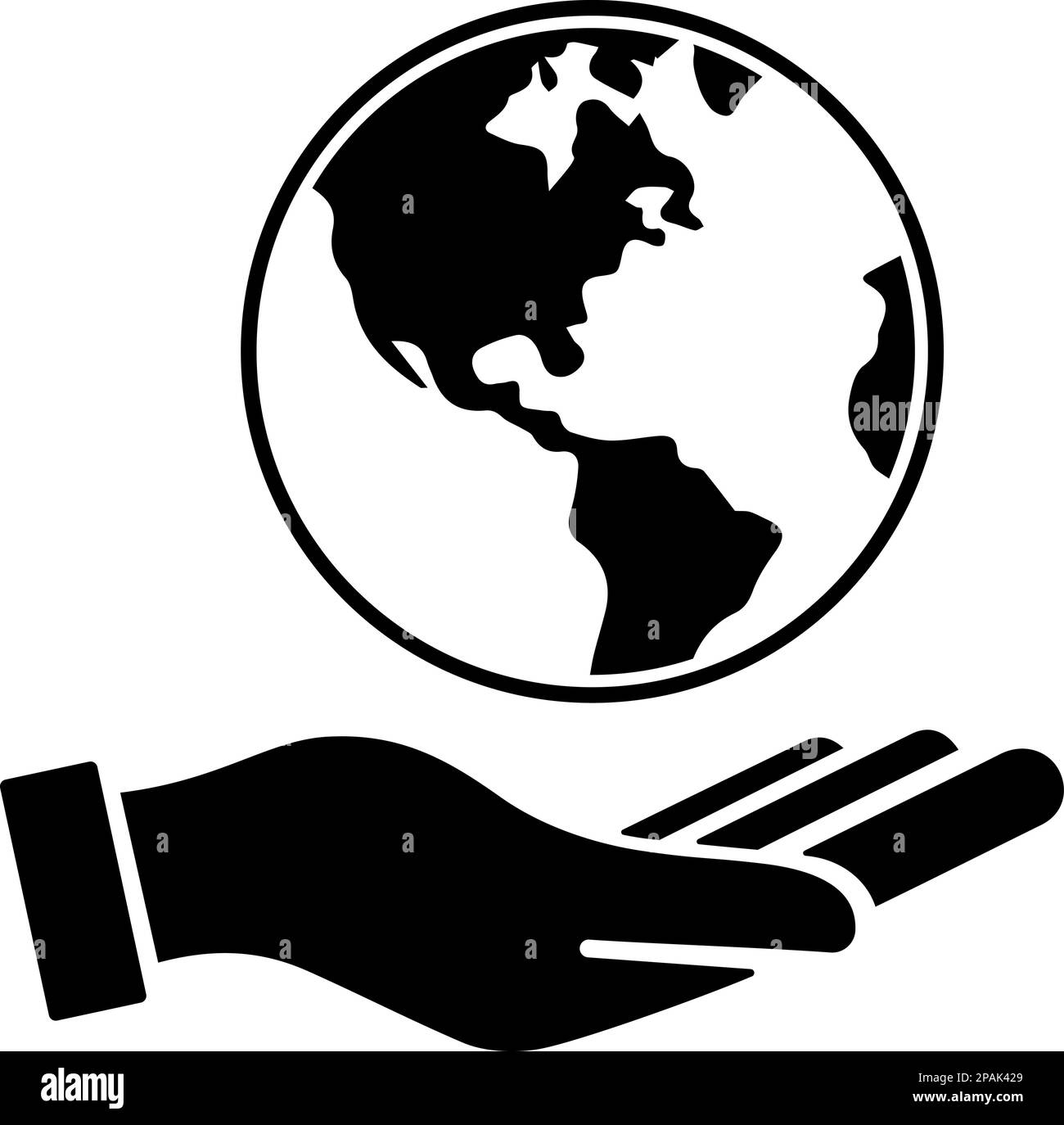 Earth global planet in the palm of hand icon as a concept of ...