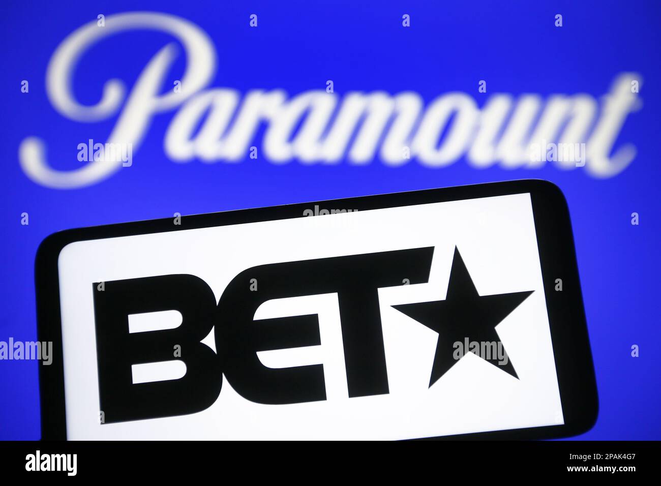 Ukraine. 11th Mar, 2023. In this photo illustration, BET (Black Entertainment Television) logo ...