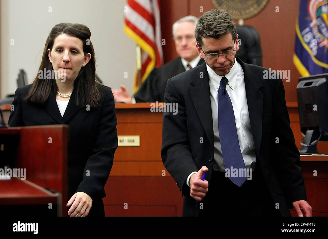 Prosecuting attorney Cara Tangaro, left, and defense attorney Michael ...
