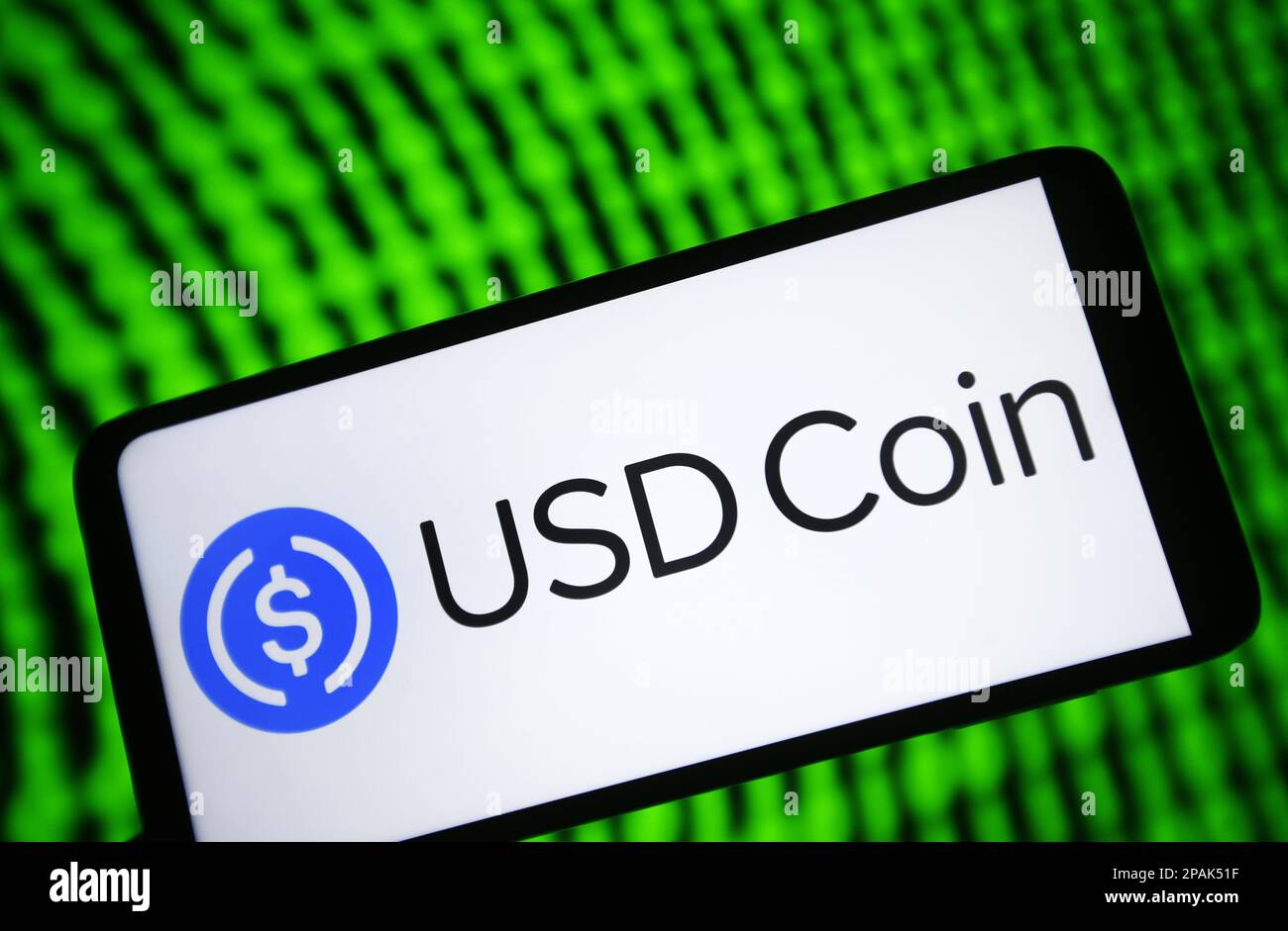 Ukraine. 11th Mar, 2023. In this photo illustration, USD Coin (USDC) logo seen on a smartphone ...