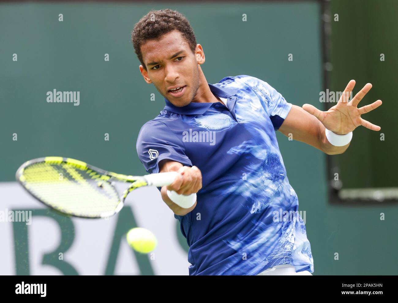 March 11, 2023 Felix Auger-Aliassime of Canada returns to Pedro Martinez of Spain during the ...