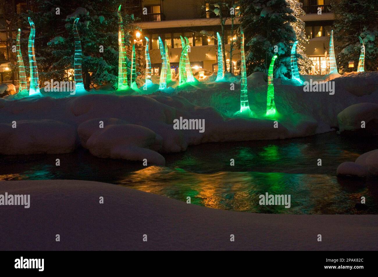 An ice sculpture art exhibit titled Verdant Meadows is seen during LED ...
