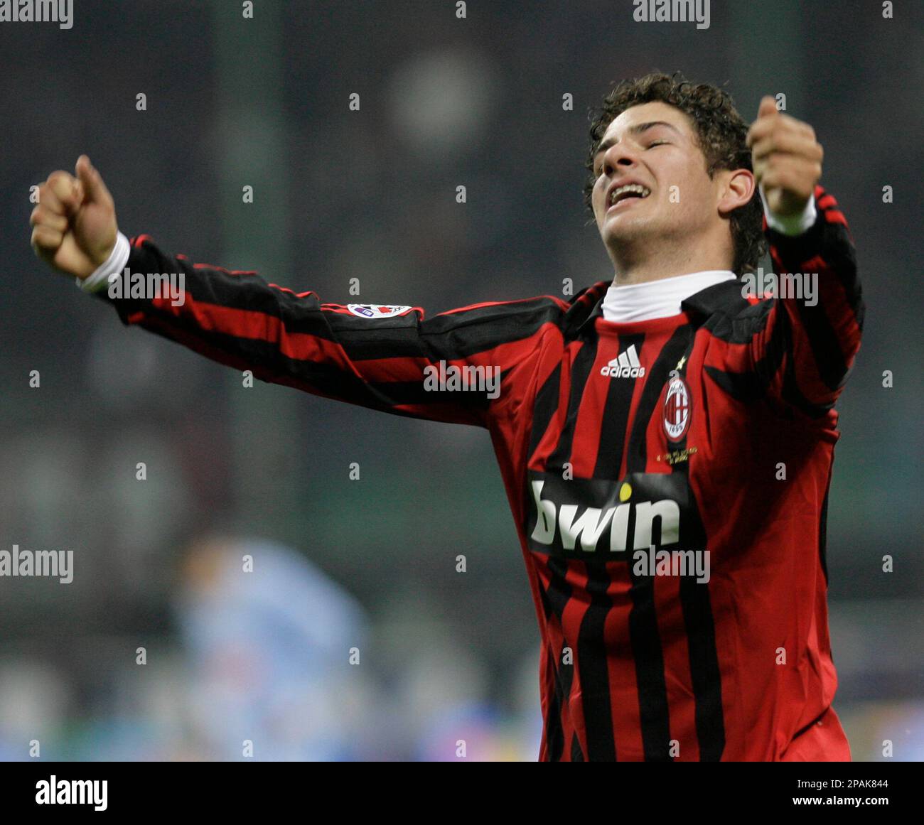 AC Milan's Brazilian forward Pato, celebrates after scoring during an ...