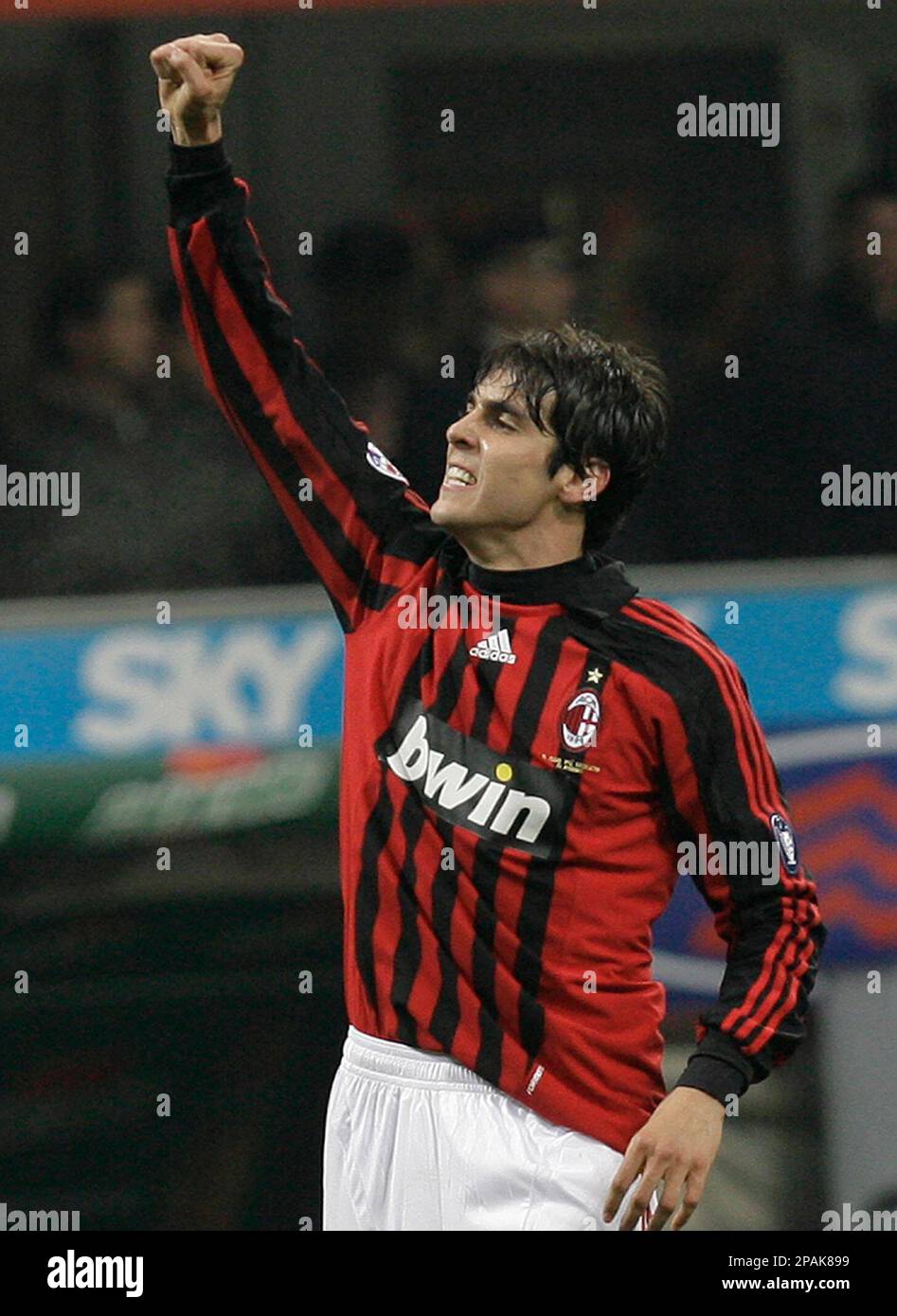 AC Milan Brazilian forward Kaka celebrates after scoring during an ...