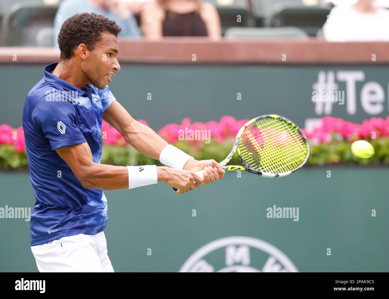 March 11, 2023 Felix Auger-Aliassime of Canada returns to Pedro Martinez of Spain during the ...