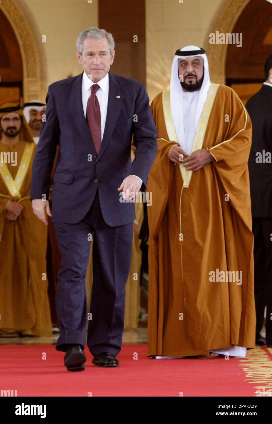 United Arab Emirates President Sheik Khalifa bin Zayed Al Nahyan, right ...