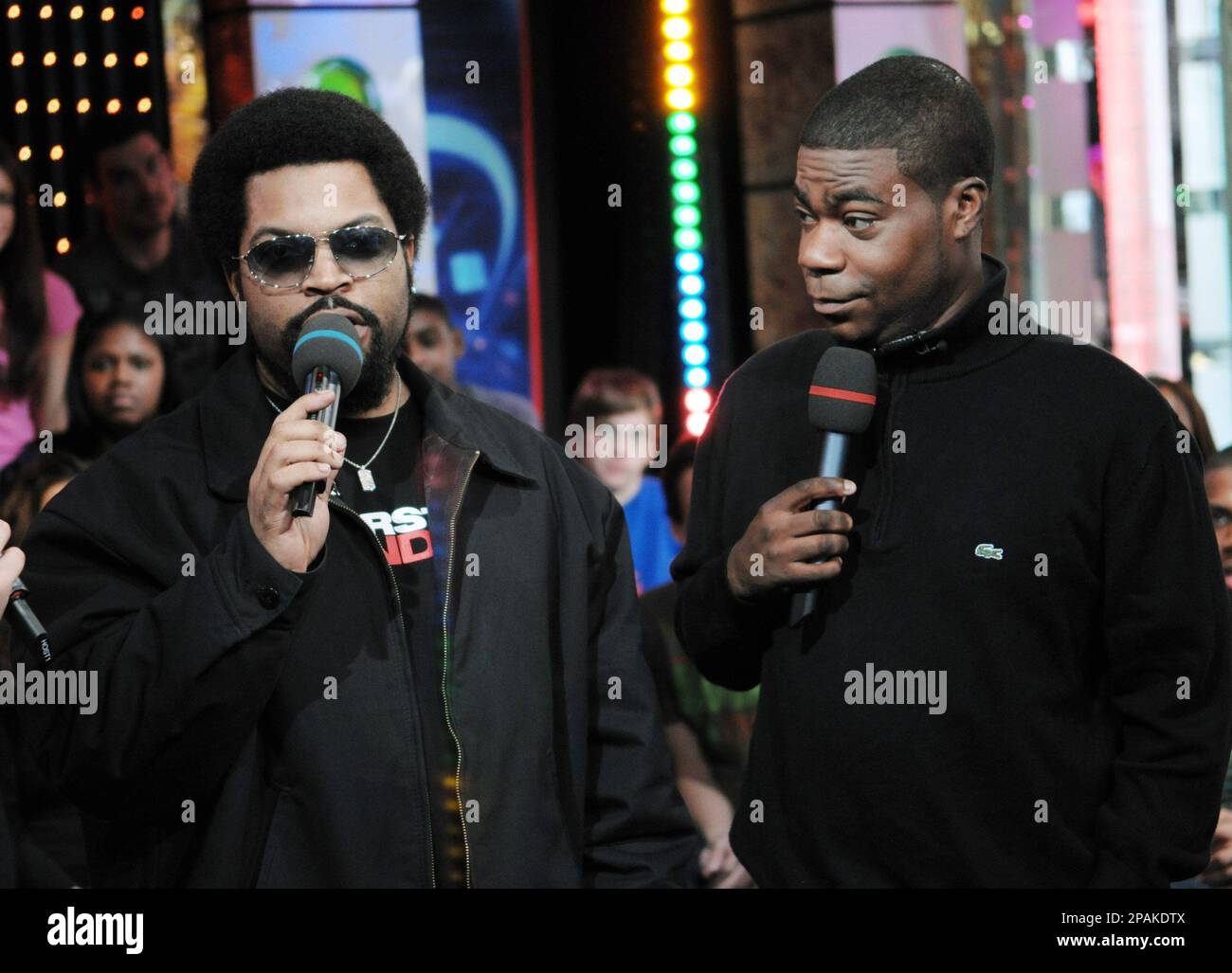 Actor Ice Cube, left, and actor Tracy Morgan tape an appearance on MTV ...