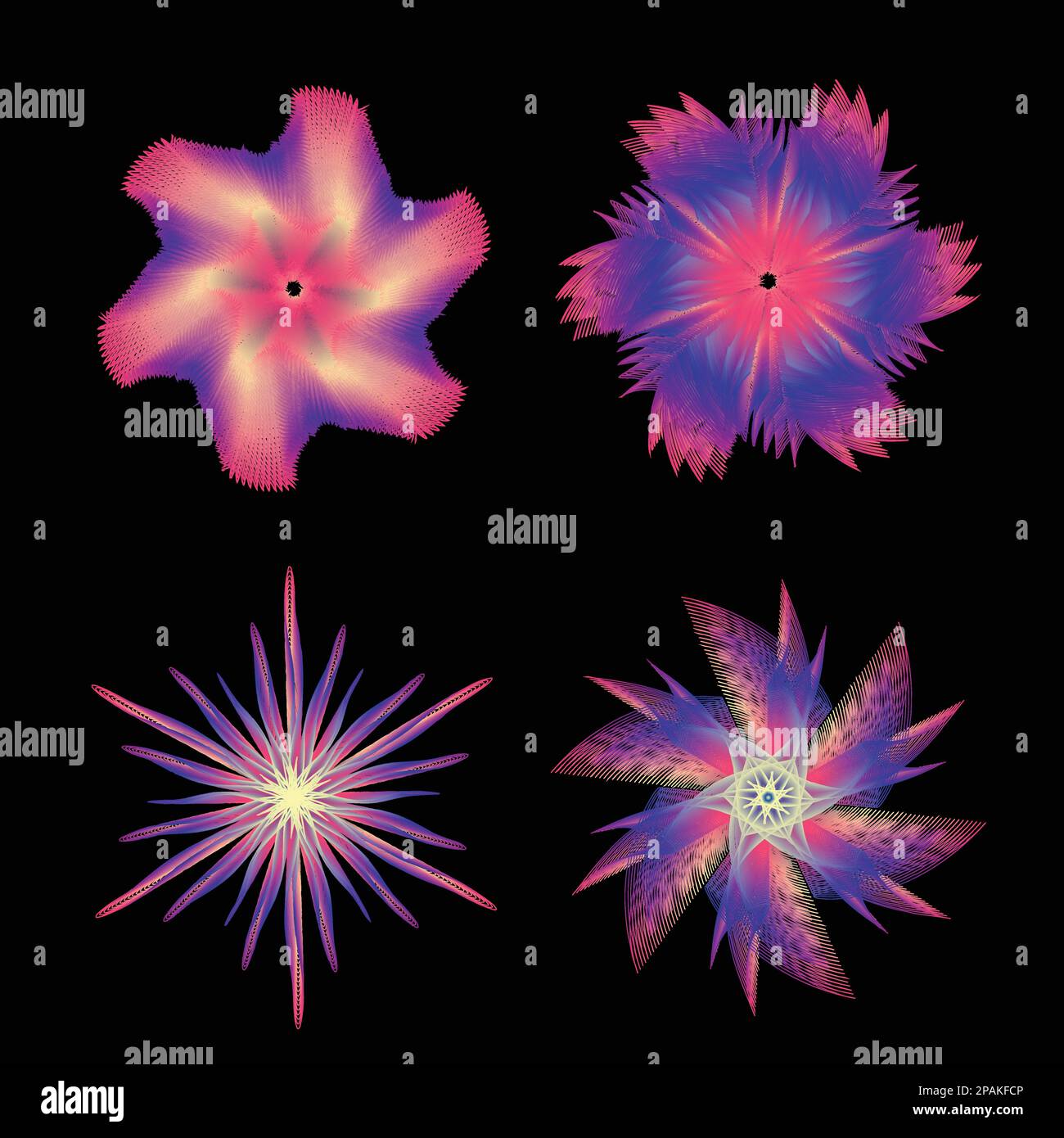 3D geometric gradient flower, decoration element. Digital colored ...