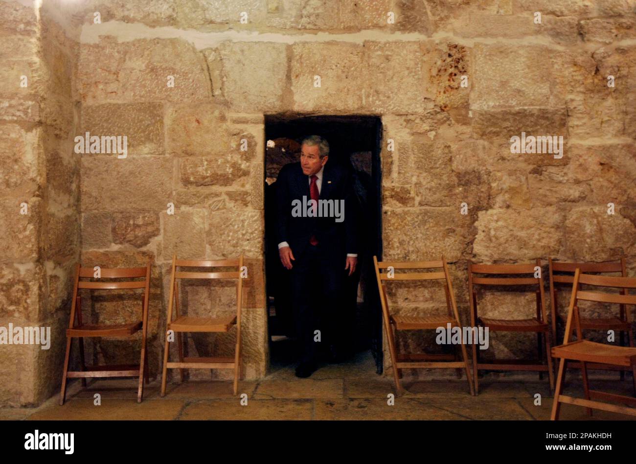 US President George W. Bush tours the Church of the Nativity in the ...