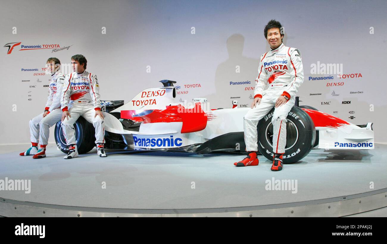 The Formula One drivers of the Panasonic Toyota Racing team, from left ...