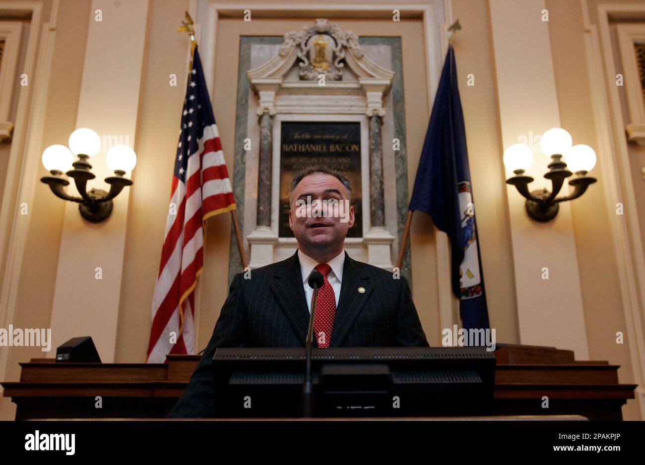 Virginia Governor Timothy M. Kaine practices his State of the ...
