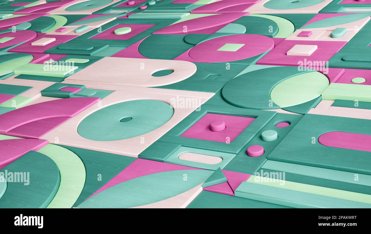 Abstract 3D composition. Simple wooden shapes in Bauhaus style Stock ...