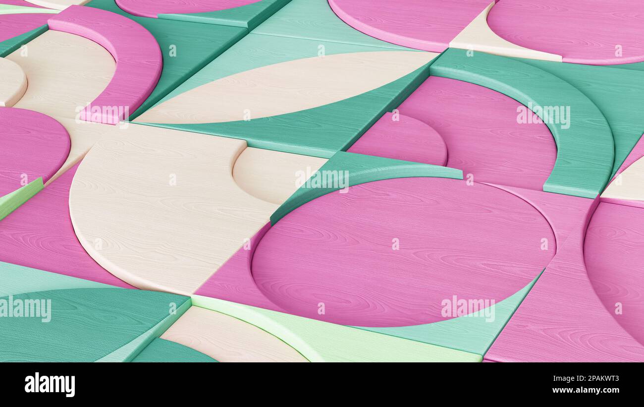 Abstract three-dimensional pattern. Bauhaus style. Pastel color gamma ... Abstract three-dimensional pattern. Bauhaus style. Pastel color gamma ...
