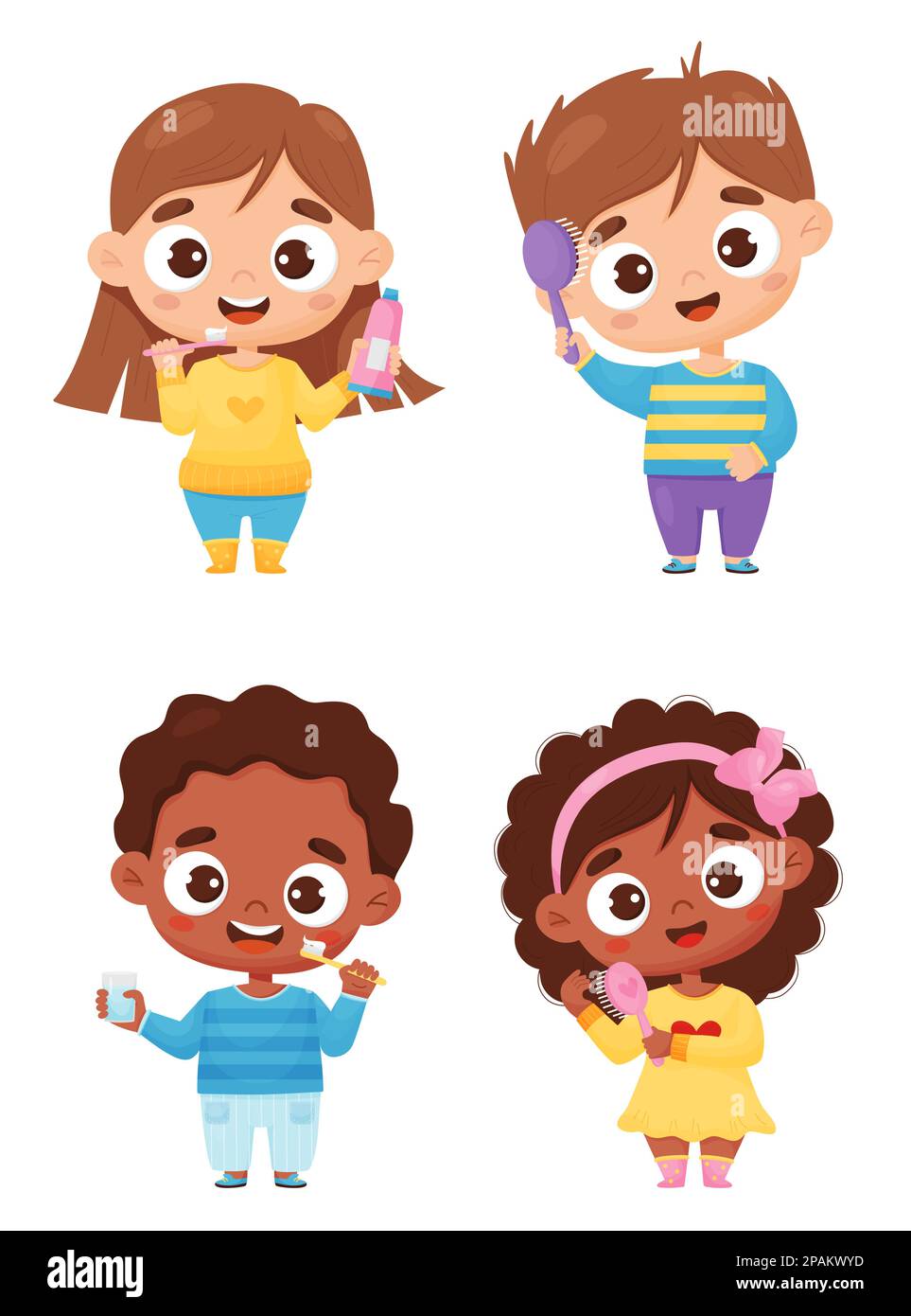 Cartoon Boy Brushing Hair