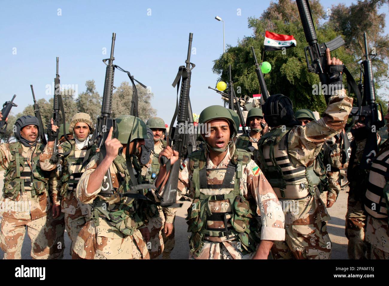 Iraqi soldiers celebrate Iraqi Army Day in Basra, Baghdad, Iraq Sunday ...