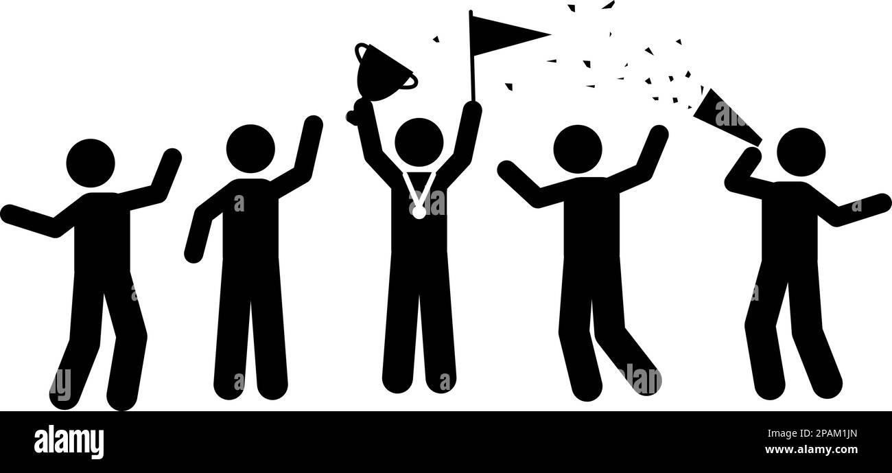 Winners with trophy cup icon. Simple illustration of Winners with ...