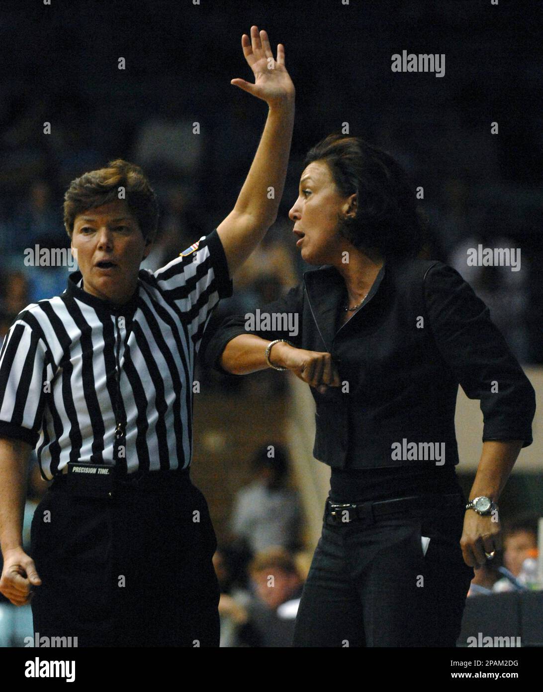 Georgia Tech's head coach MaChelle Joseph, right, argues with an ...