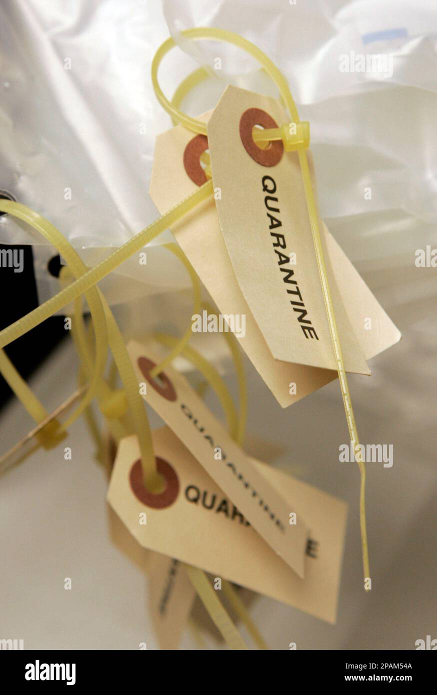 **ADVANCE FOR MONDAY JANUARY 7**Quarantine tags are attached to frozen ...