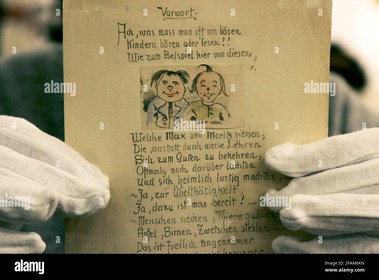 ** ARCHIV ** Diese Originalhandschrift von Wilhelm Busch zu "Max und ...