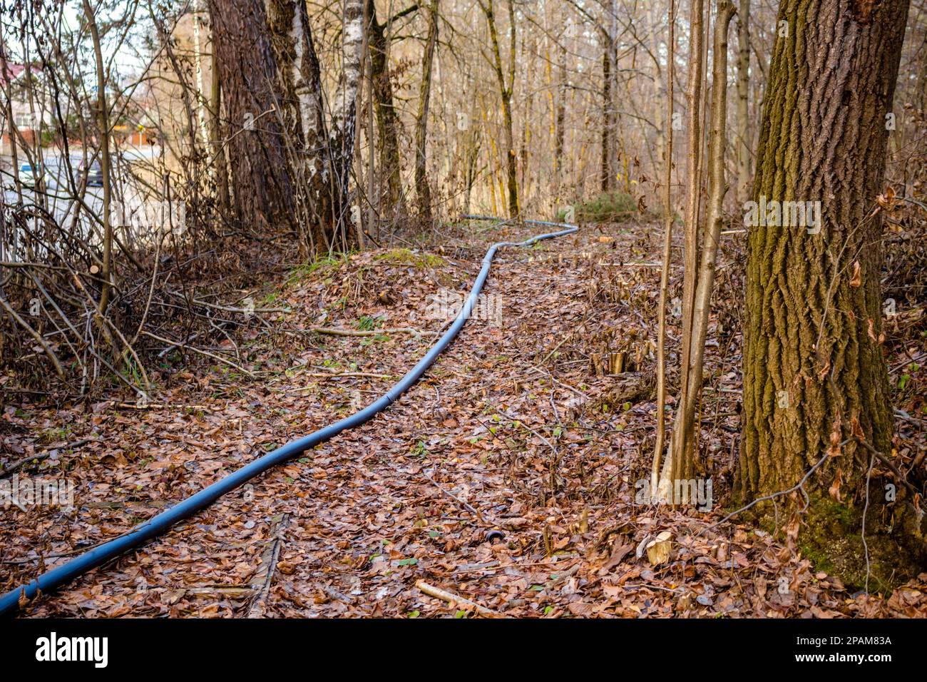 The pipe for laying the cable of communication under the ground Stock ...