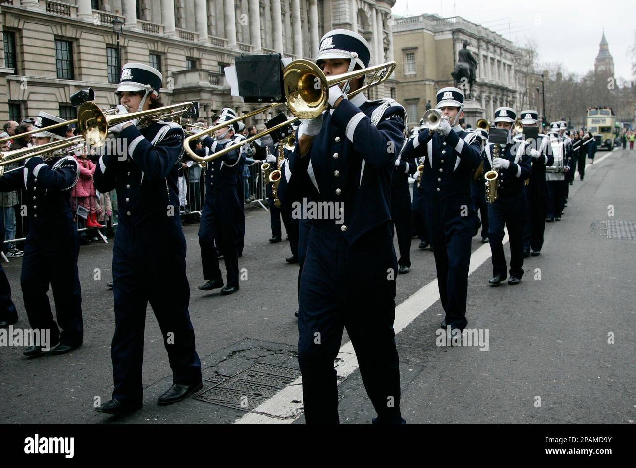 Members of Andover High School Marching Band, from Bloomfield Hills ...