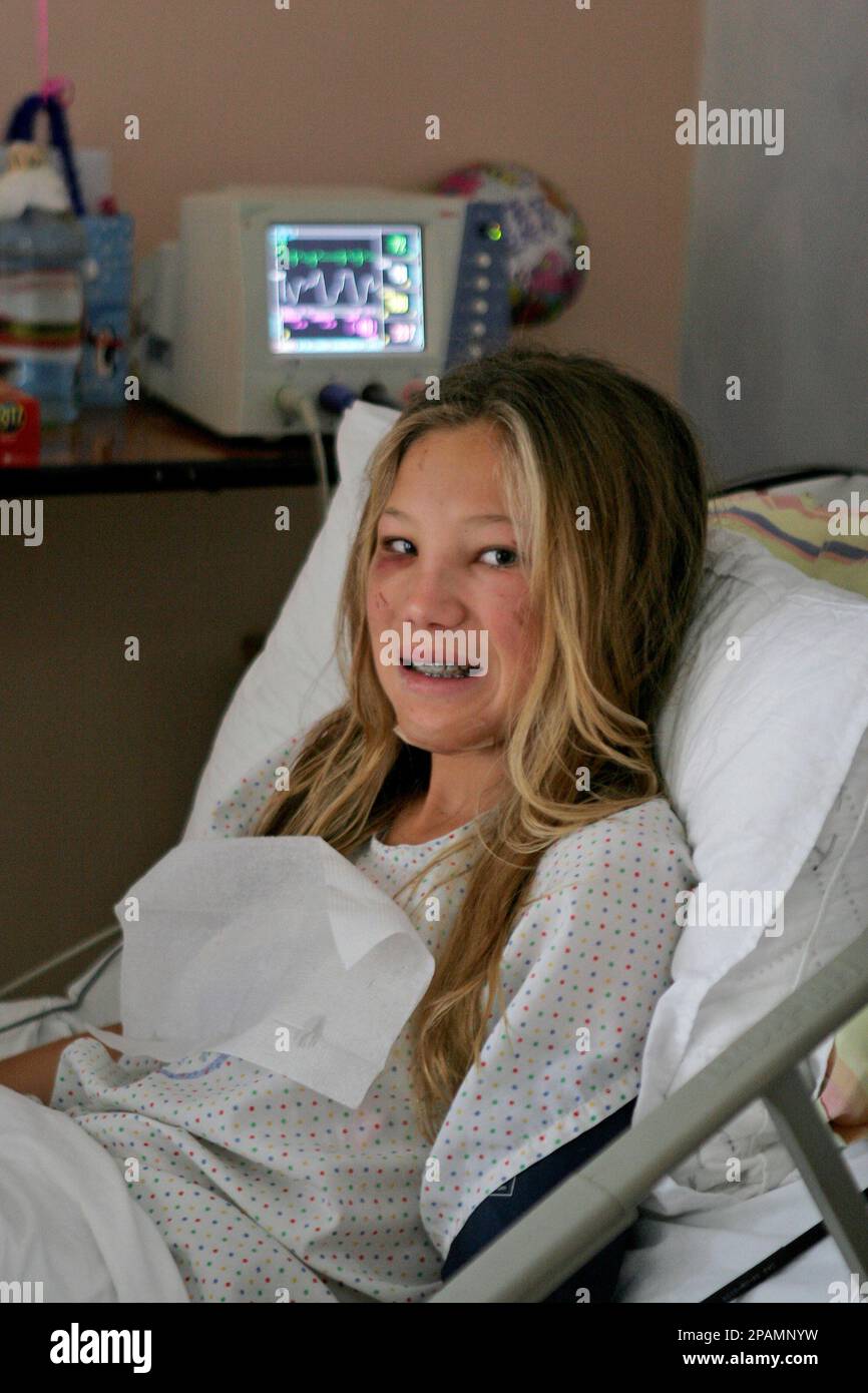 Francesca Lewis, 12, poses for a portrait in her hospital bed in David ...