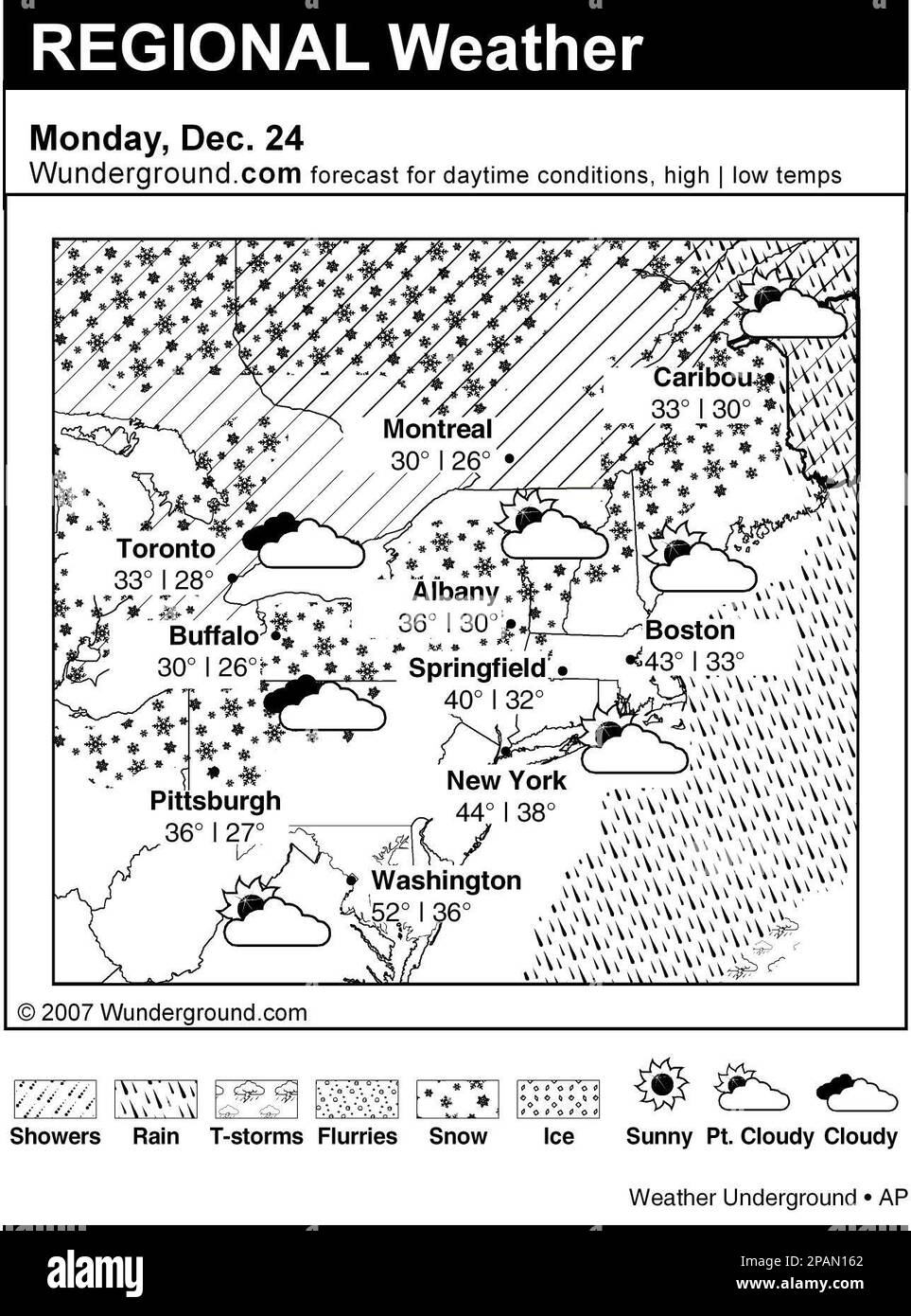 This is the Weather Underground forecast for Monday, Dec. 24, 2007, for ...