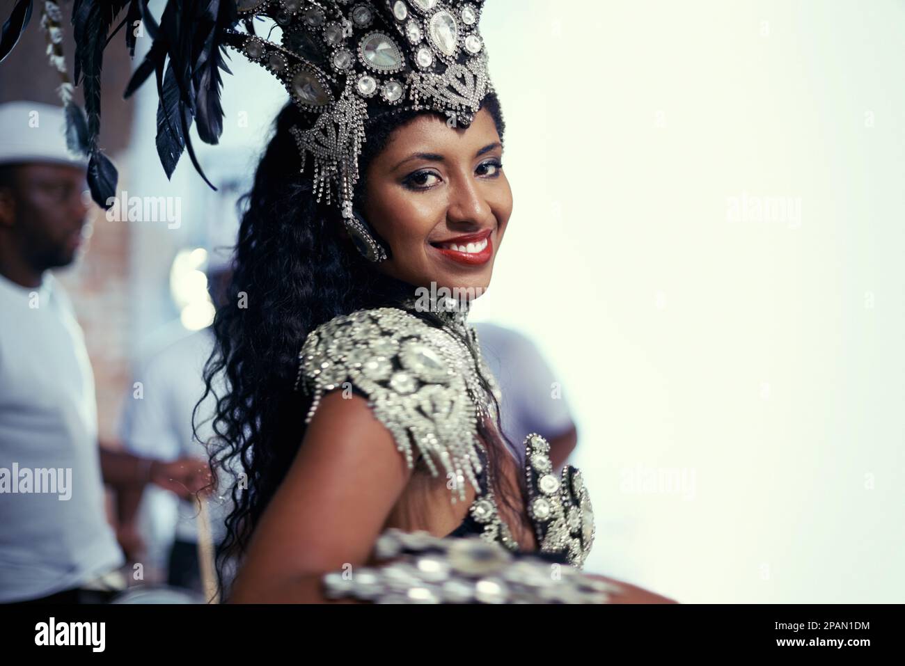 Live performances are her passion. Portrait of a beautiful samba dancer ...