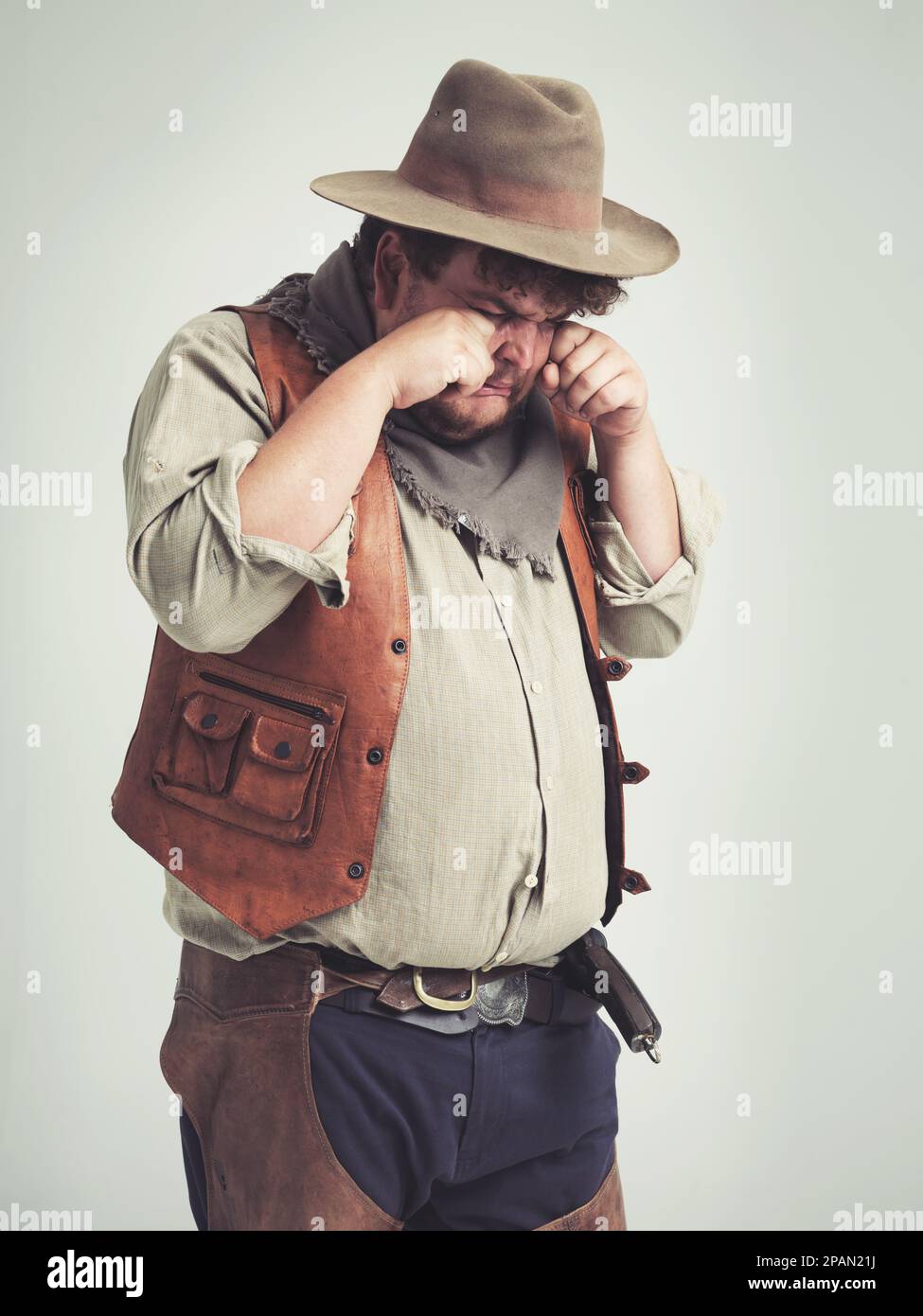 Why wont anyone take me serious. An overweight cowboy crying while ...