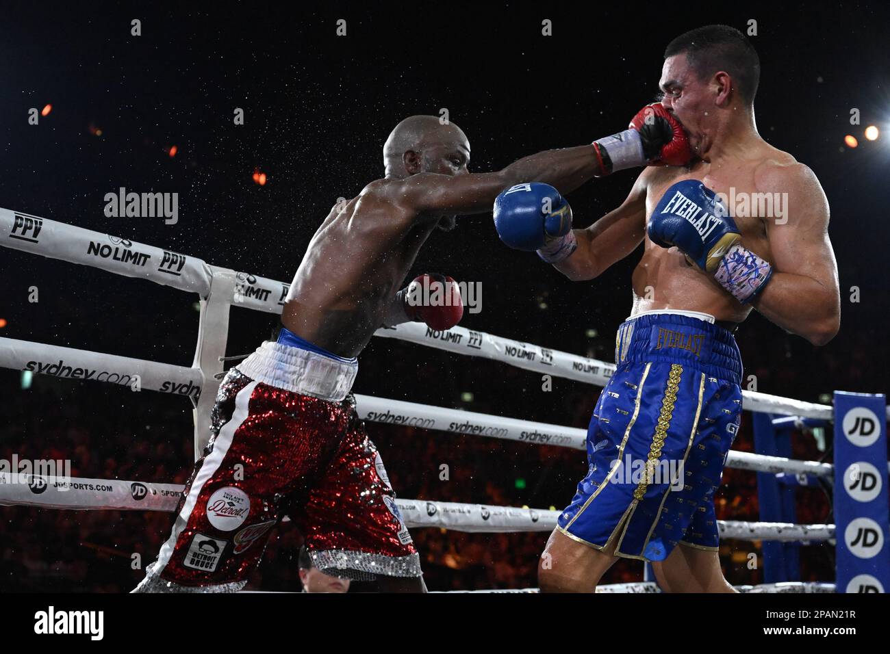 Australian boxer Tim Tszyu in action against United States boxer Tony ...