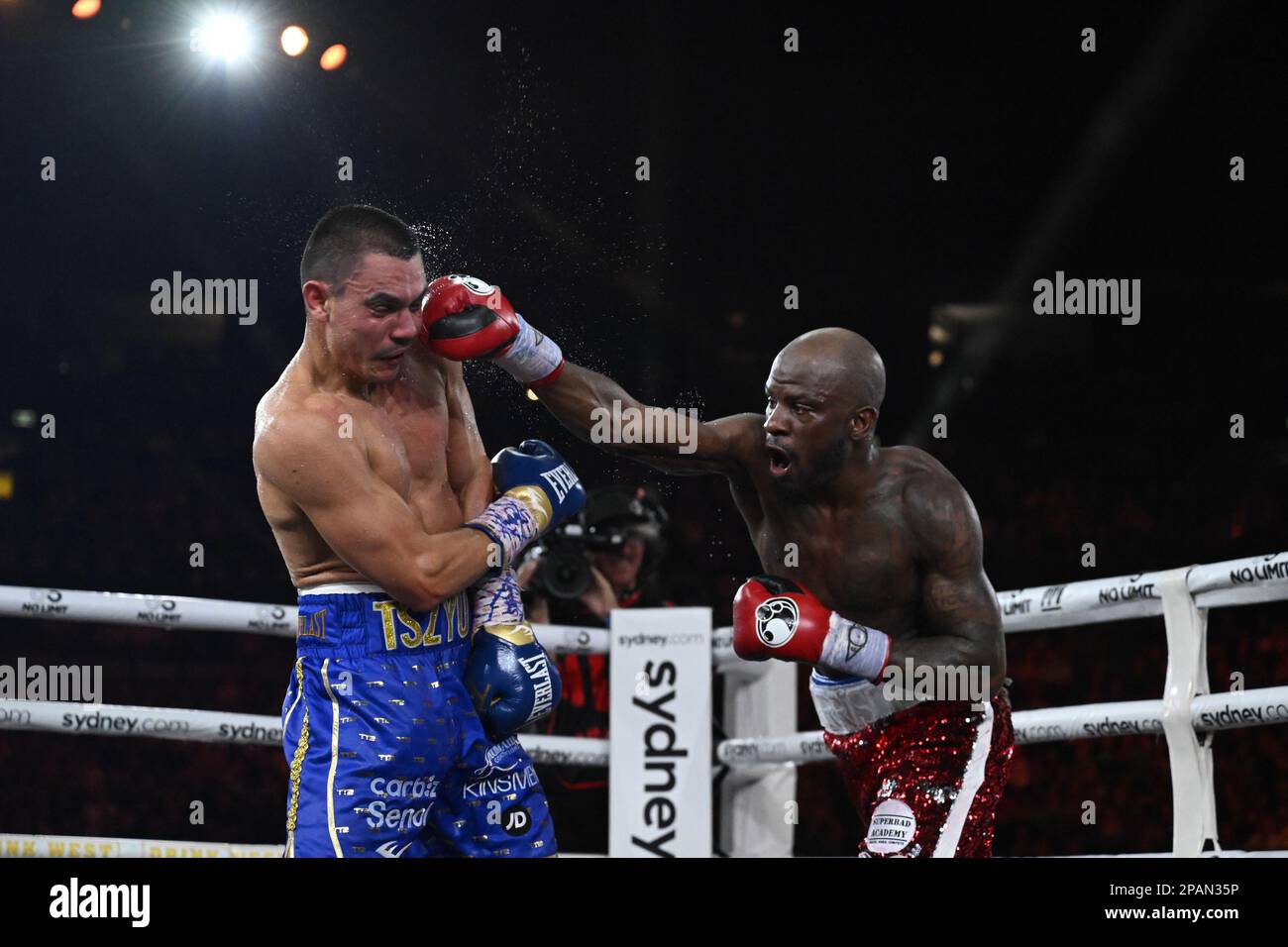 Australian boxer Tim Tszyu in action aginst United States boxer Tony ...