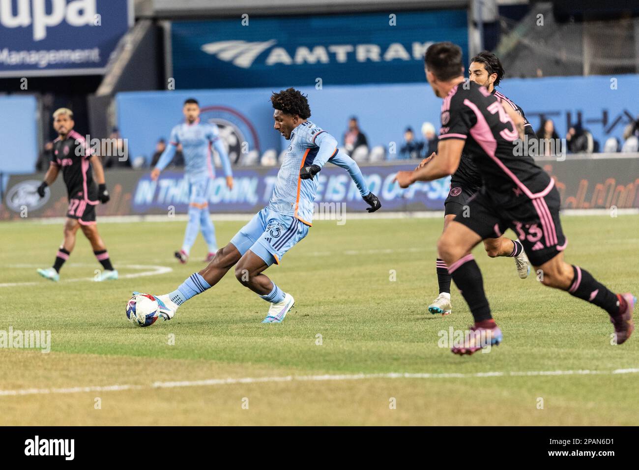 Talles Magno (43) of NYCFC controls ball during regular season match ...