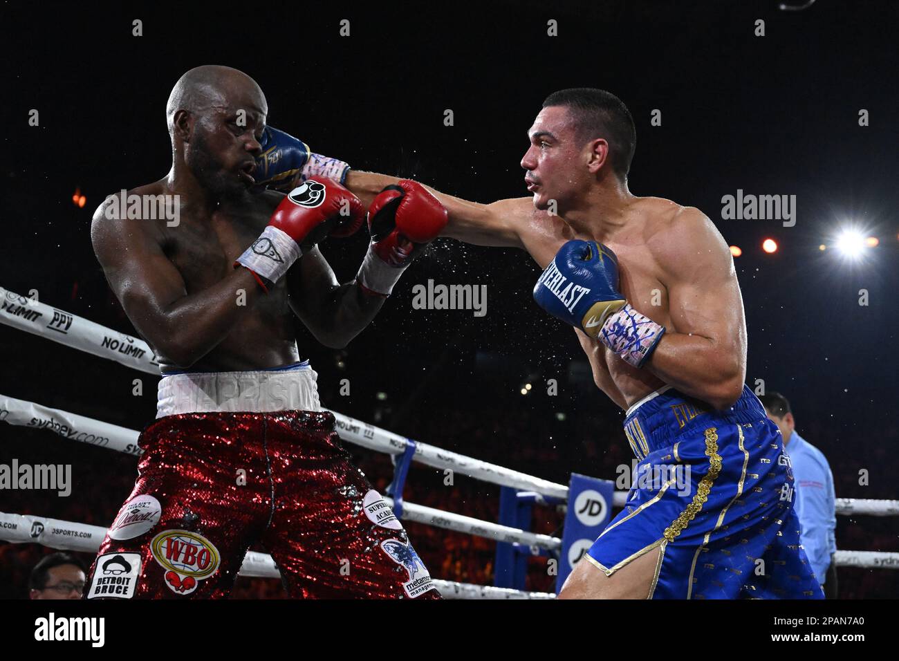 Australian boxer Tim Tszyu in action aginst United States boxer Tony ...