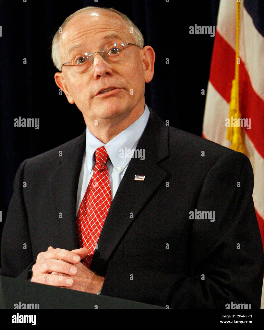 Veterans Affairs Secretary James Peake speaks after his ceremonially ...