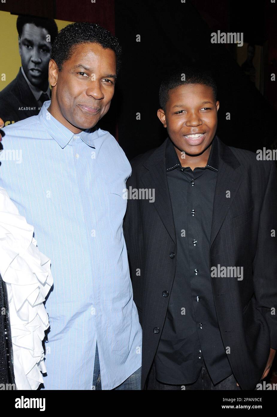 Director-actor Denzel Washington, left, poses with young actor Denzel ...