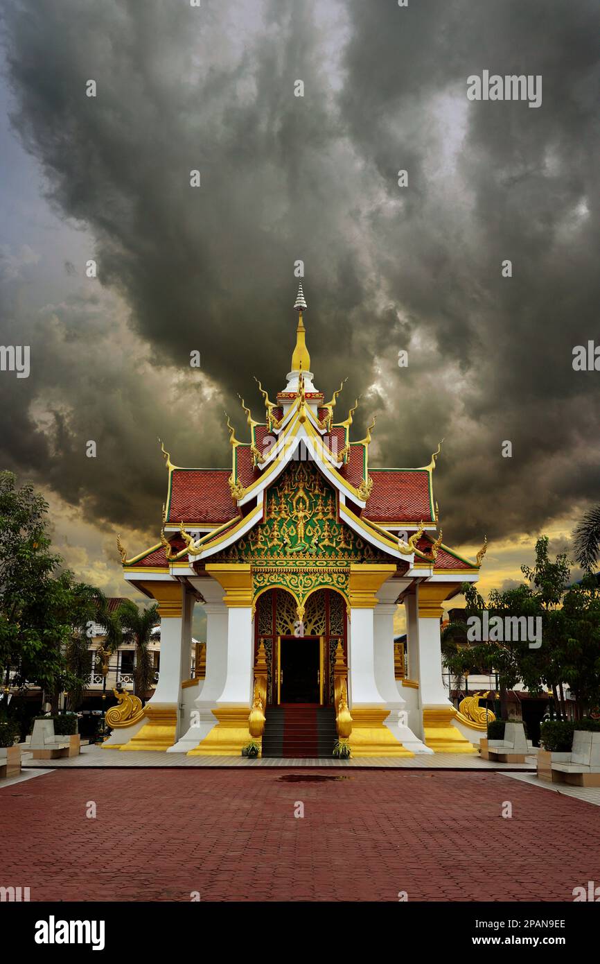 Buddhist temple ,before the rain in Vientiane-Laos Stock Photo - Alamy