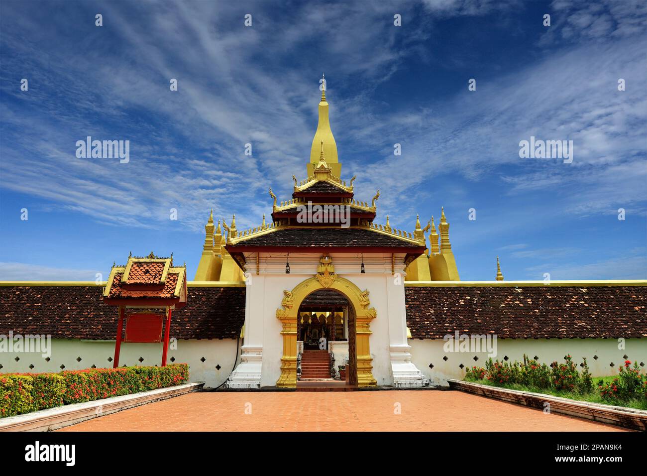 Entrance gate at Pha That Luang temple in Vientiane-Laos Stock Photo ...