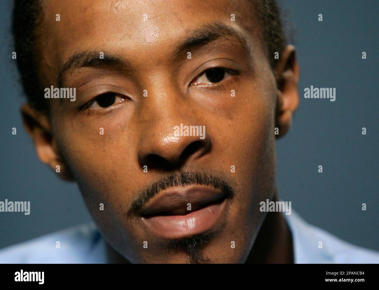 Derrick Hardaway is seen during an interview with the Associated Press ...
