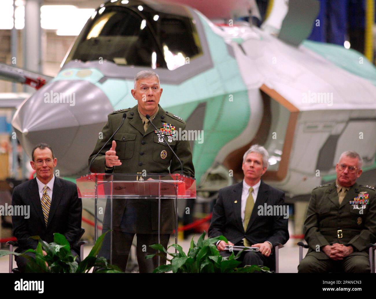 Marine Commandant Gen. James T. Conway speaks at an unveiling ceremony ...