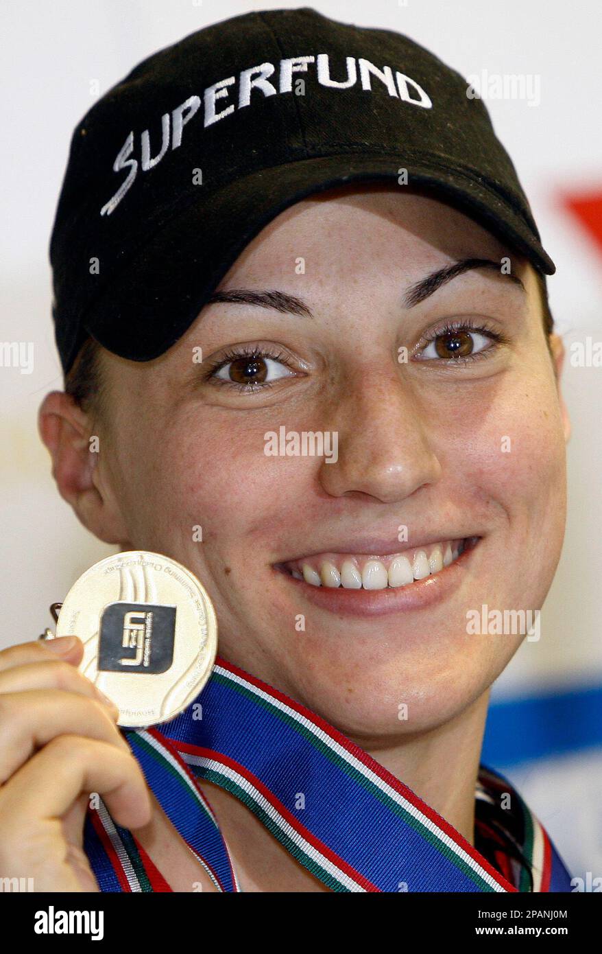 Austria's silver medalist Mirna Jukic poses with her medal after the ...