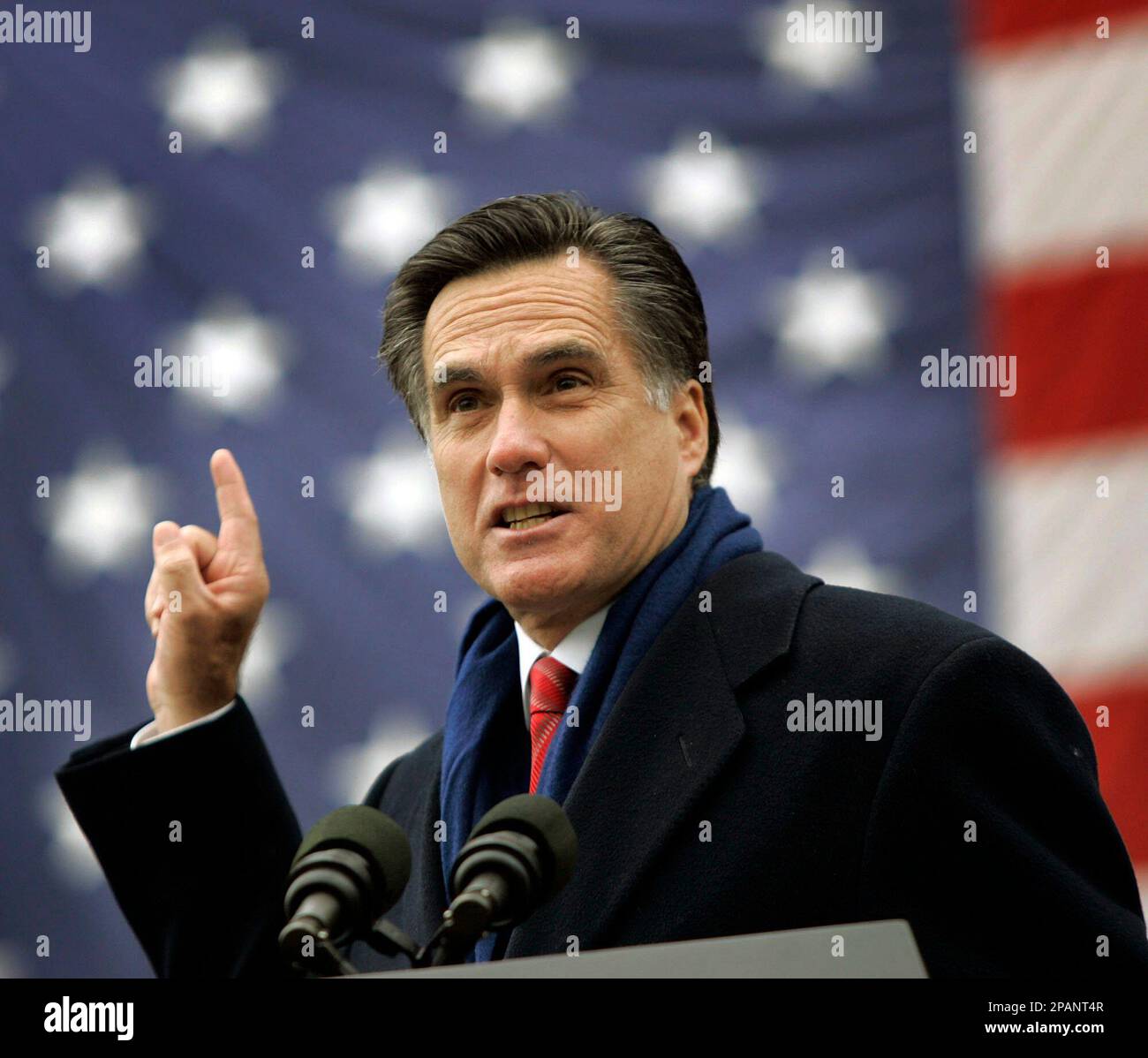 **FILE** Massachusetts Gov. Mitt Romney speaks at a rally on the steps ...