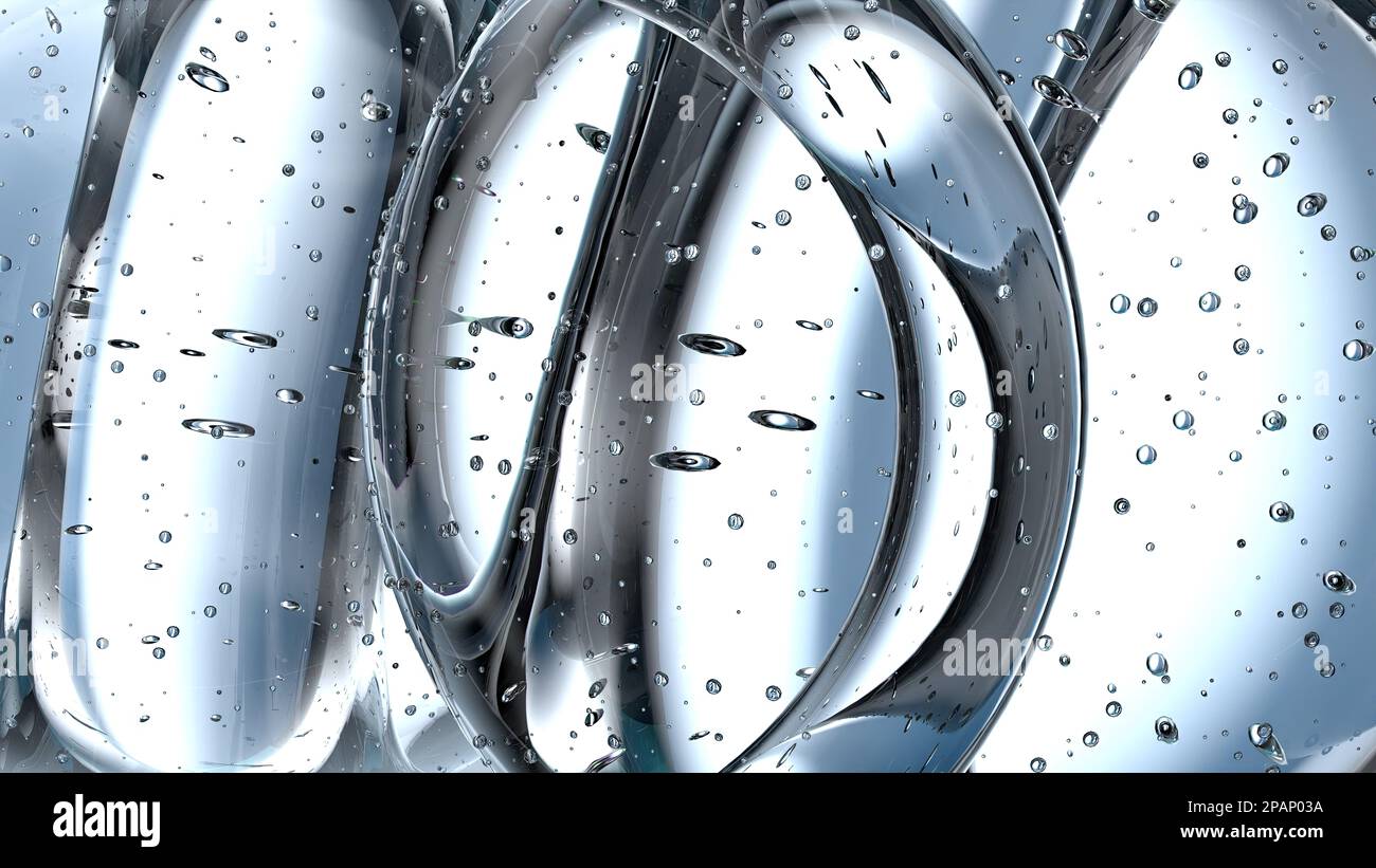 Water drop with transparent dynamic reflection Abstract 3D rendering fresh and clean graphic ...