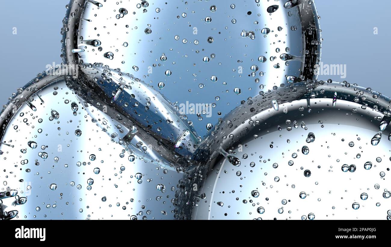 Water droplets like transparent cell division cells Abstract 3D rendering fresh and clean ...