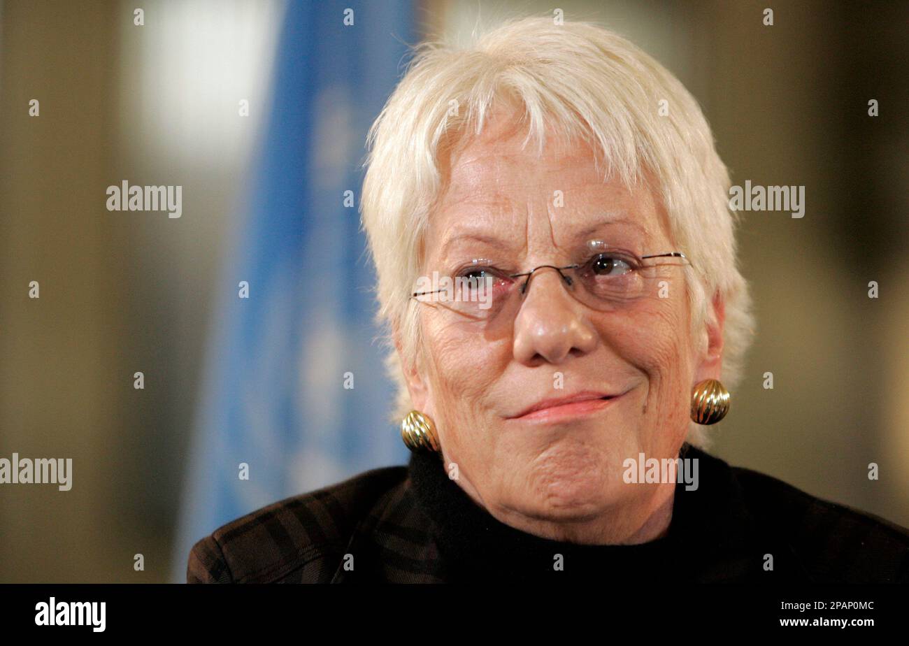 Yugoslav war crimes prosecutor Carla Del Ponte during a final press ...
