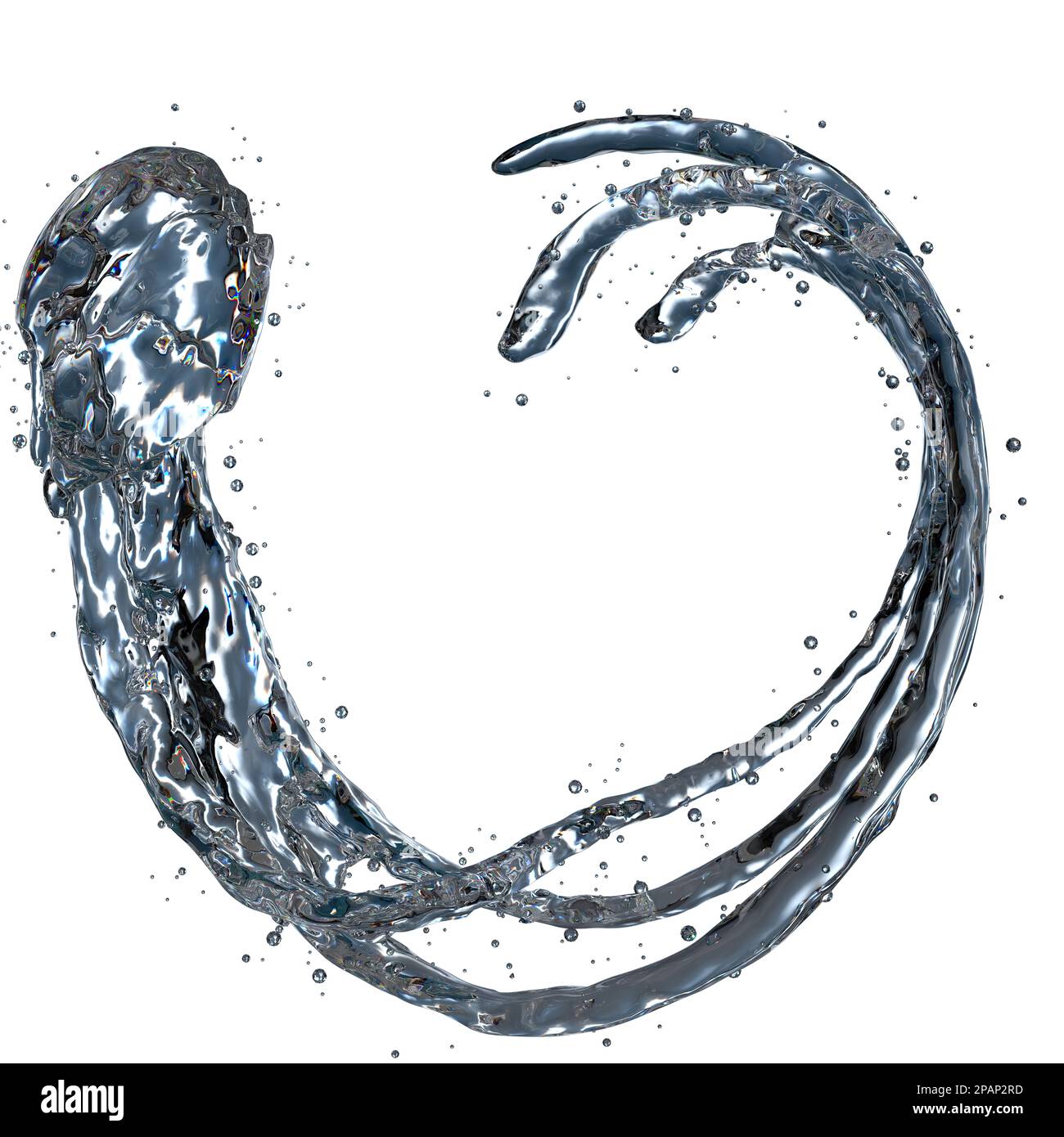 A stream of water like a serpent coiling his coils transparent Isolated ...