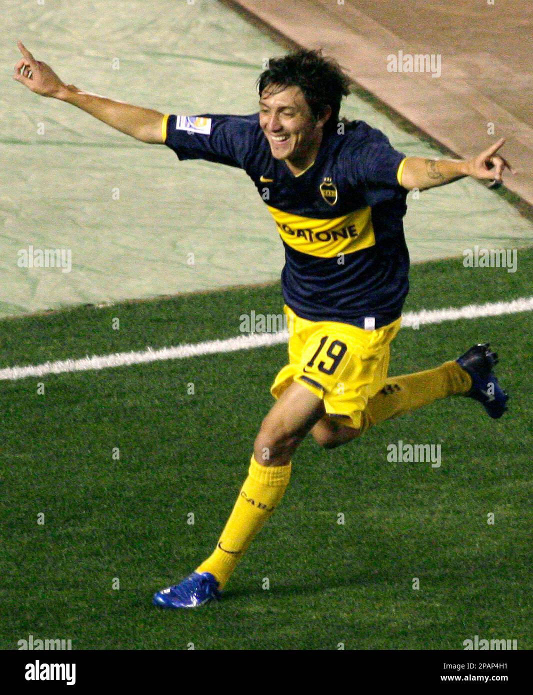 Boca Juniors' midfielder Neri Cardozo celebrates after scoring team's ...