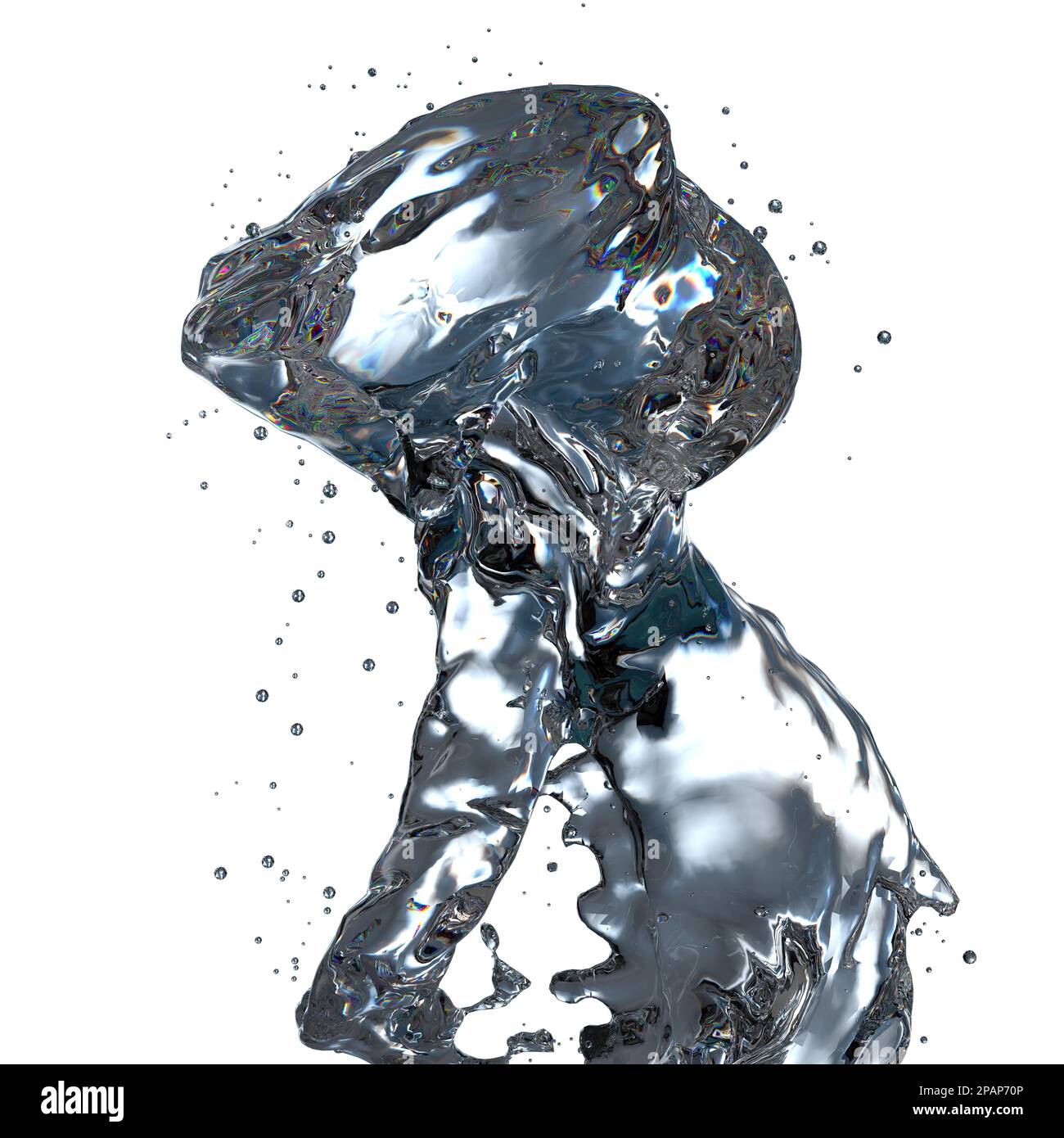Isolated 3d render of transparent raised water drop fresh and clean ...